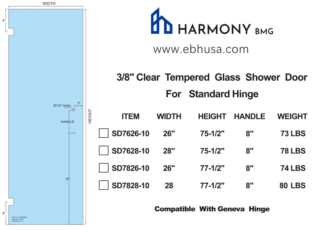 Shower Glass Door Sets – Harmony Building Material Group Inc.